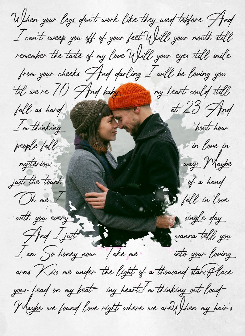 Favorite Song Lyrics Wall Art From Your Photo, Valentines Gift, Custom ...