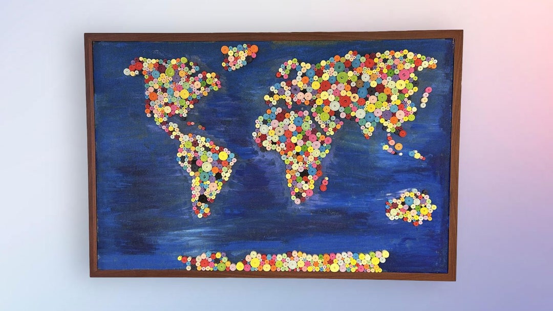 World Map, Quilling Handmade, Colorful Map - Etsy