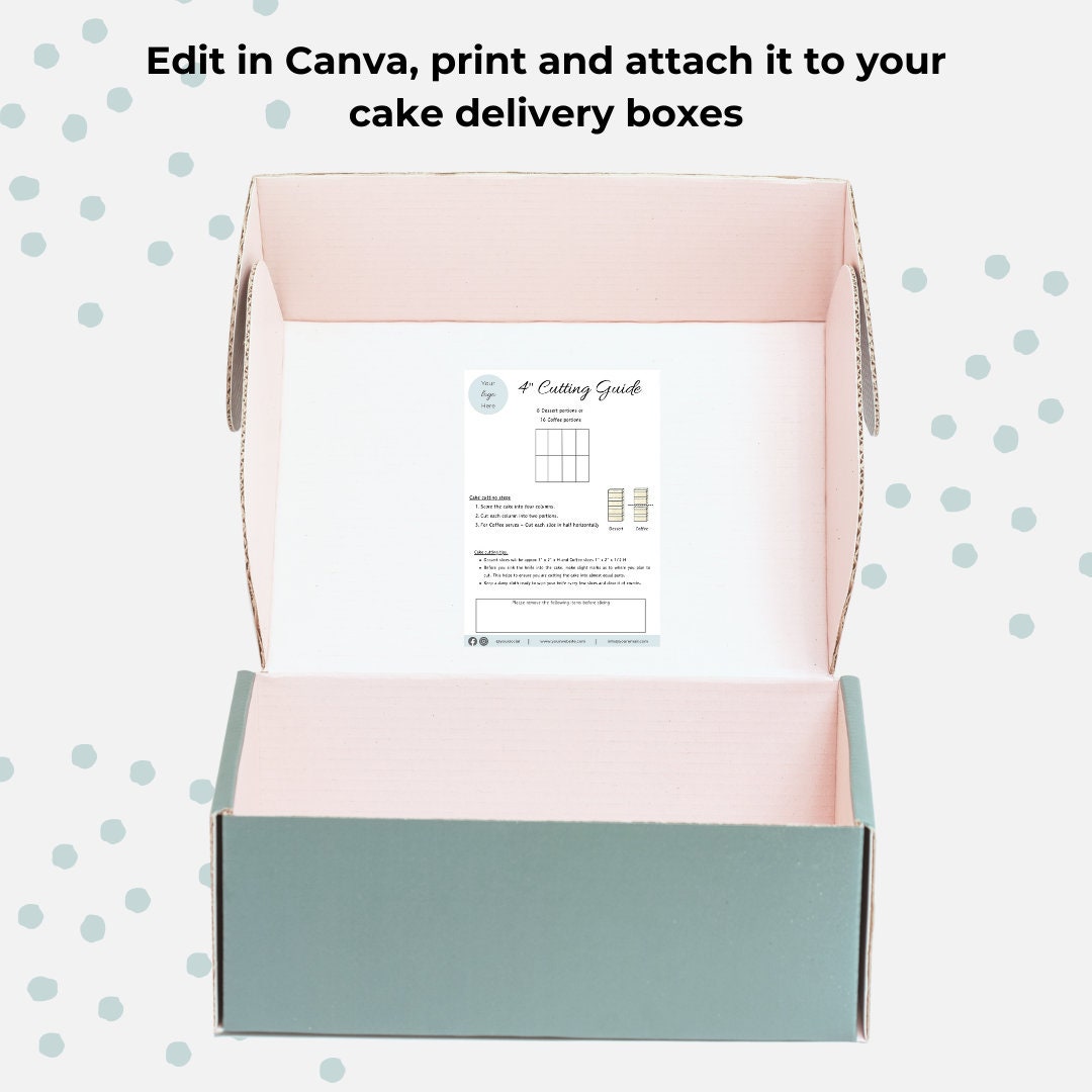 Square Cake Cutting Guides, Cake Business Paperwork, Printable Cake ...