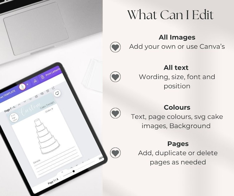 Cake Design Templates, SVG Cake Drawings, Canva Editable Cakes, Cake ...