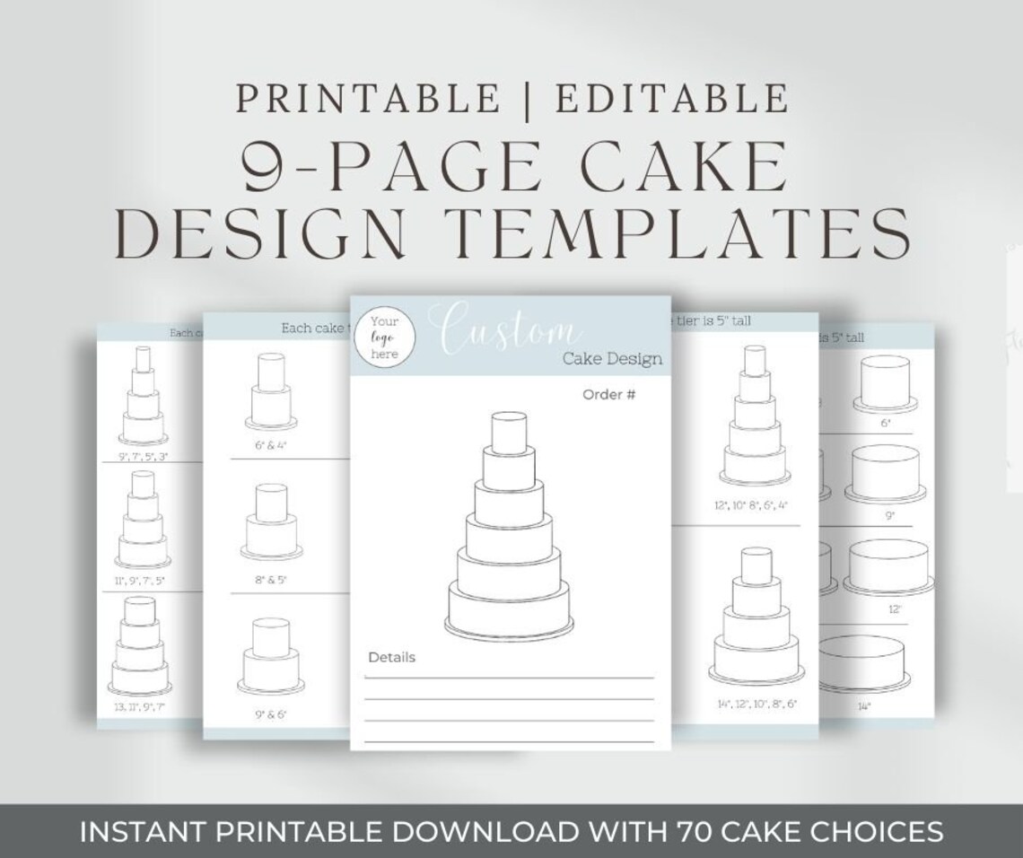 Cake Design Templates, SVG Cake Drawings, Canva Editable Cakes, Cake ...