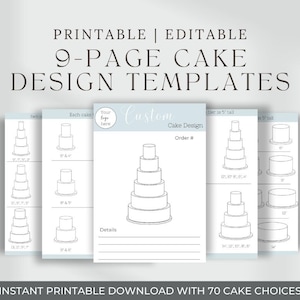 Cake Design Templates, SVG Cake Drawings, Canva Editable Cakes, Cake ...