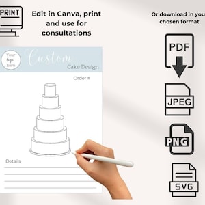 Cake Design Templates, SVG Cake Drawings, Canva Editable Cakes, Cake ...