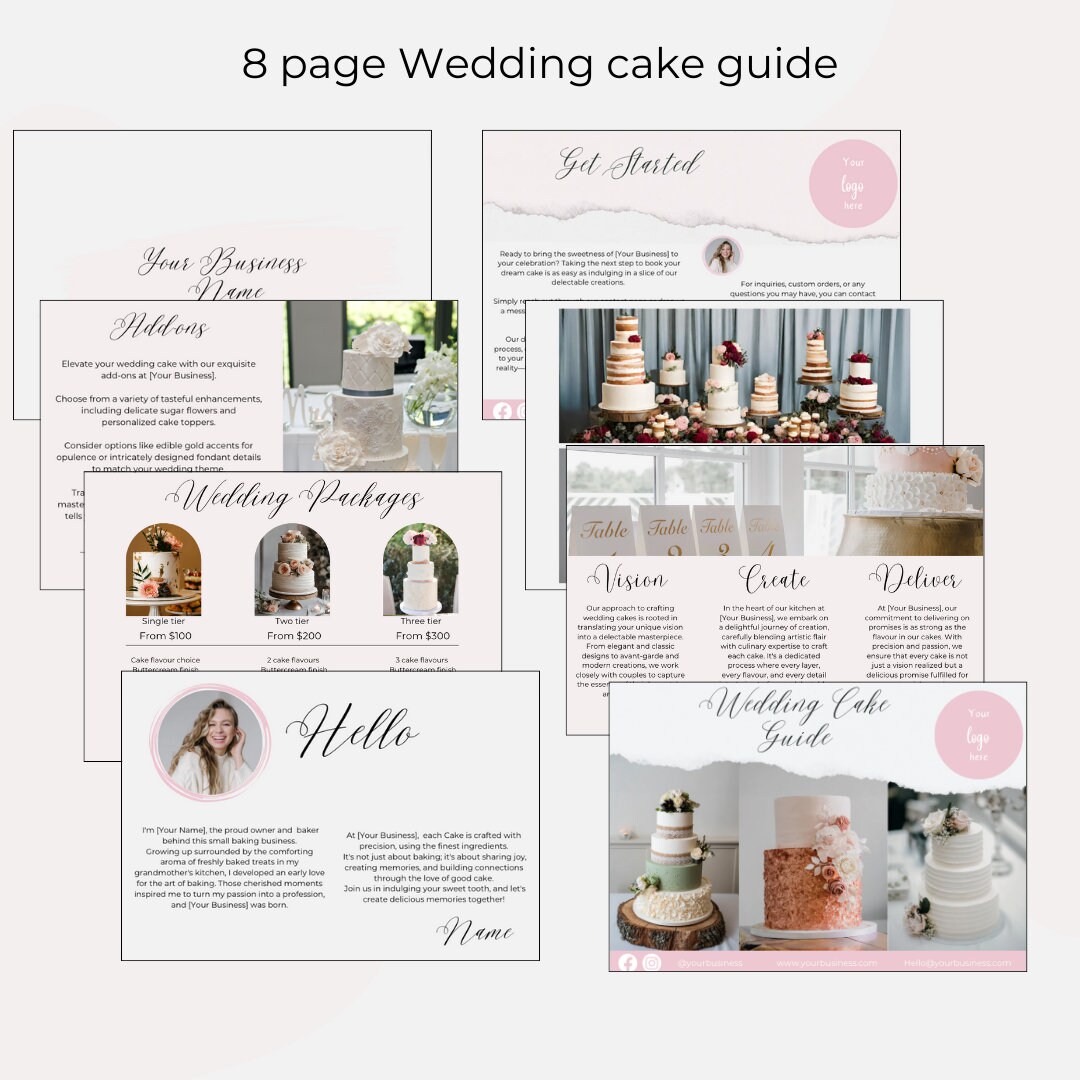 Wedding Client Price Guide Template, Cake Business Paperwork, Editable ...