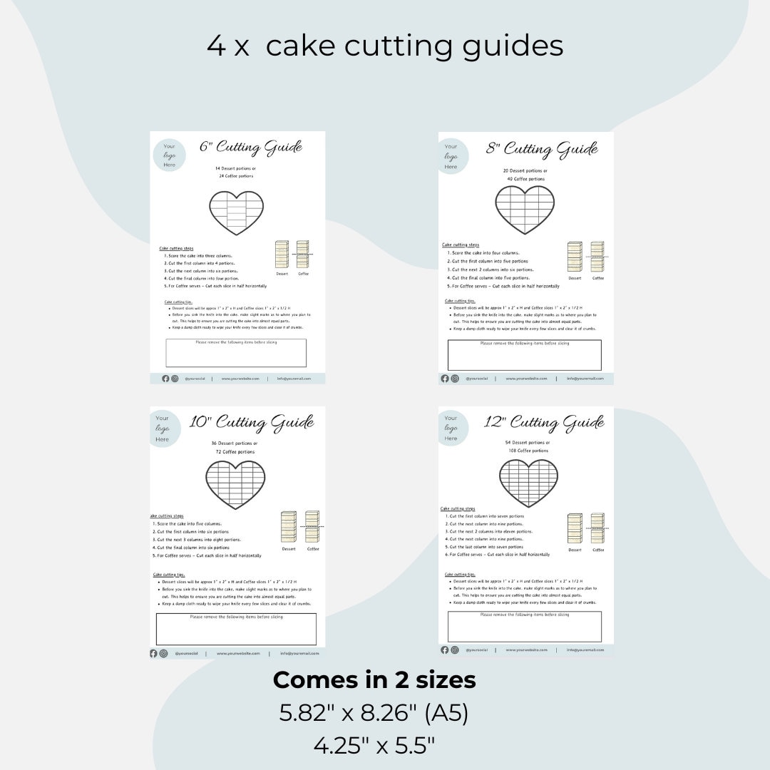 Heart Cake Cutting Guides, Printable Cake Cutting Template, Vintage ...