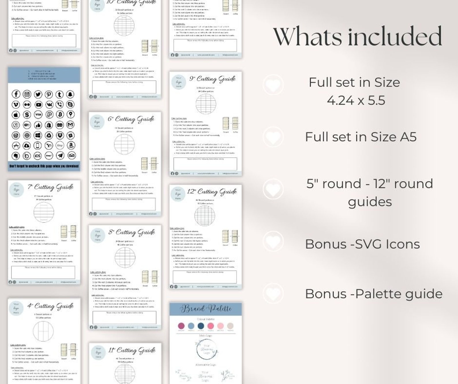 Round Cake Cutting Guides,cake Business Paperwork, Printable Cake ...