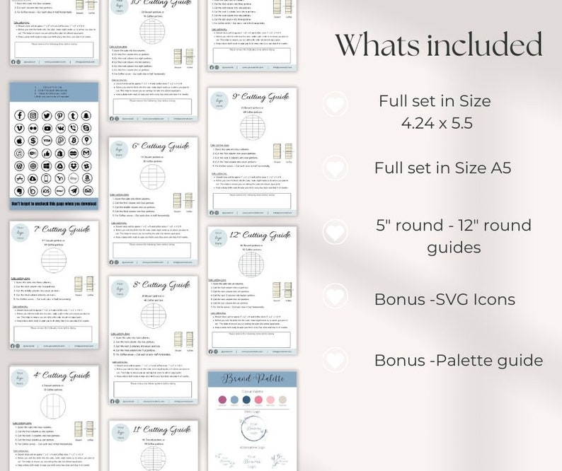 Round Cake Cutting Guides,cake Business Paperwork, Printable Cake ...