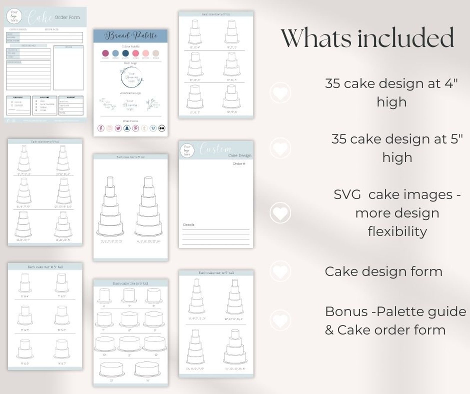 Cake Design Templates, SVG Cake Drawings, Canva Editable Cakes, Cake ...