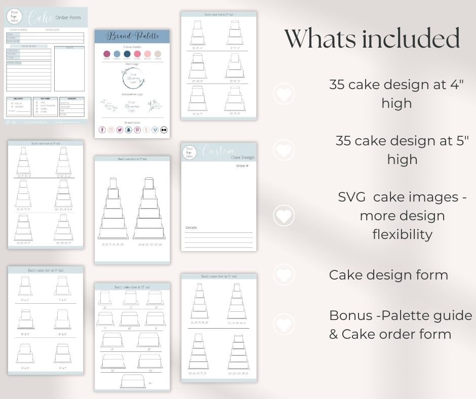 Square Cake Design Templates, SVG Cake Drawings, Canva Editable Cakes ...