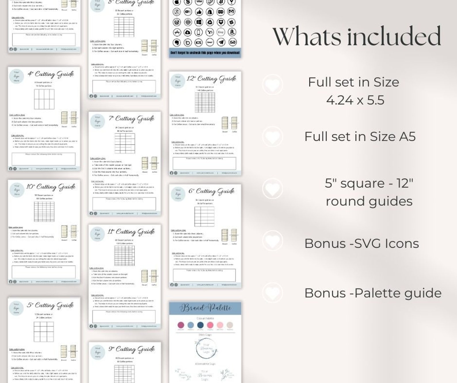 Square Cake Cutting Guides, Cake Business Paperwork, Printable Cake ...
