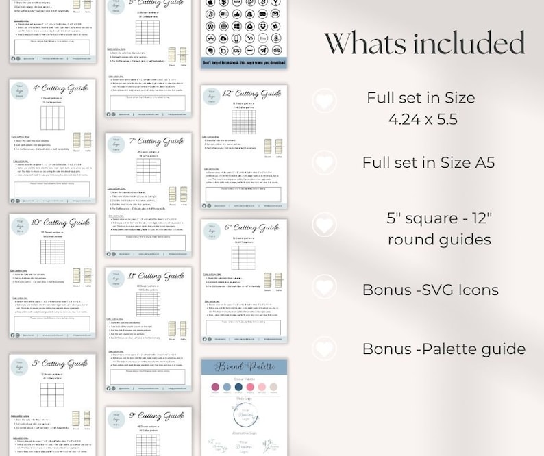 Square Cake Cutting Guides, Cake Business Paperwork, Printable Cake ...
