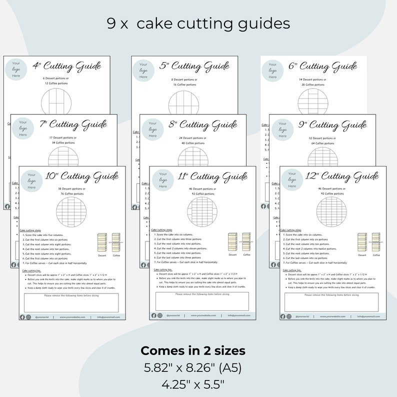 Round Cake Cutting Guides,cake Business Paperwork, Printable Cake ...