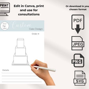 Square Cake Design Templates, SVG Cake Drawings, Canva Editable Cakes ...