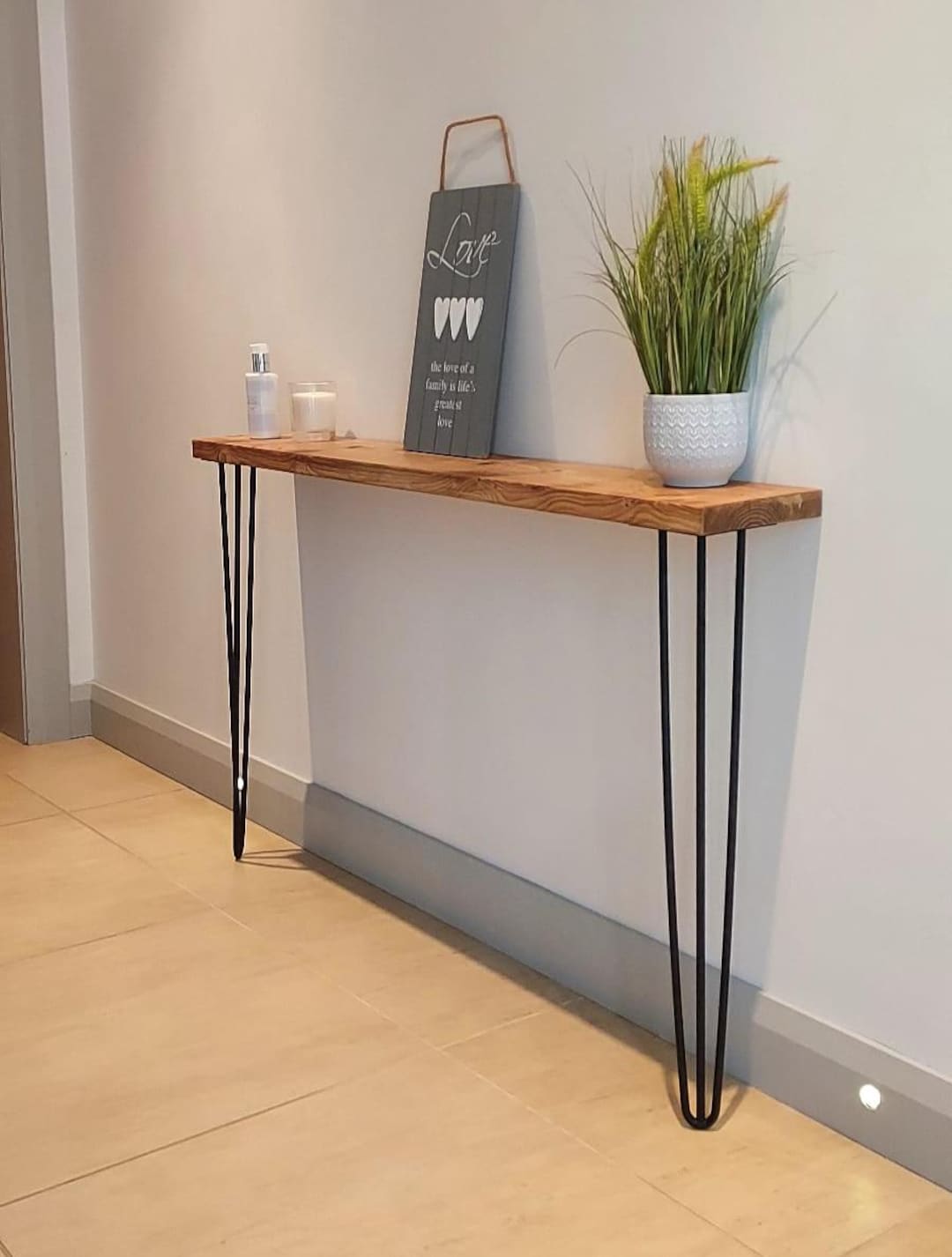 Rustic Hallway Console Table With Black Hairpin Legs - Etsy UK