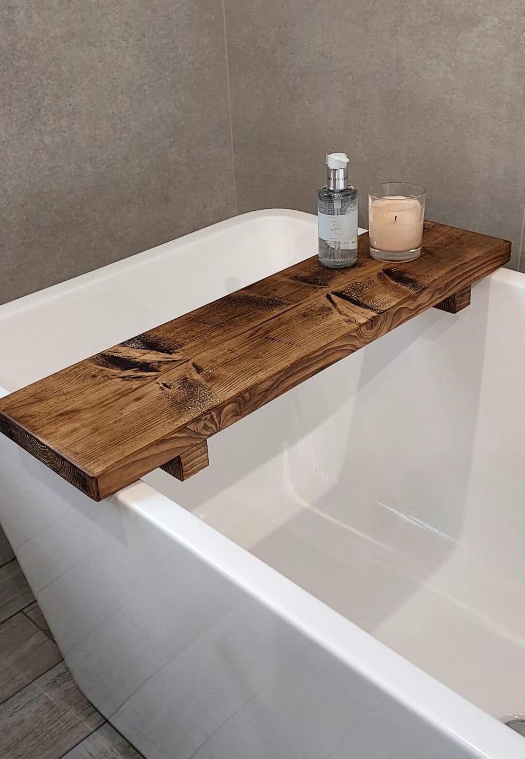 Bath Shelf, Bath Tray, Bath Caddy, Rustic Wooden Bath Board/ Bath ...
