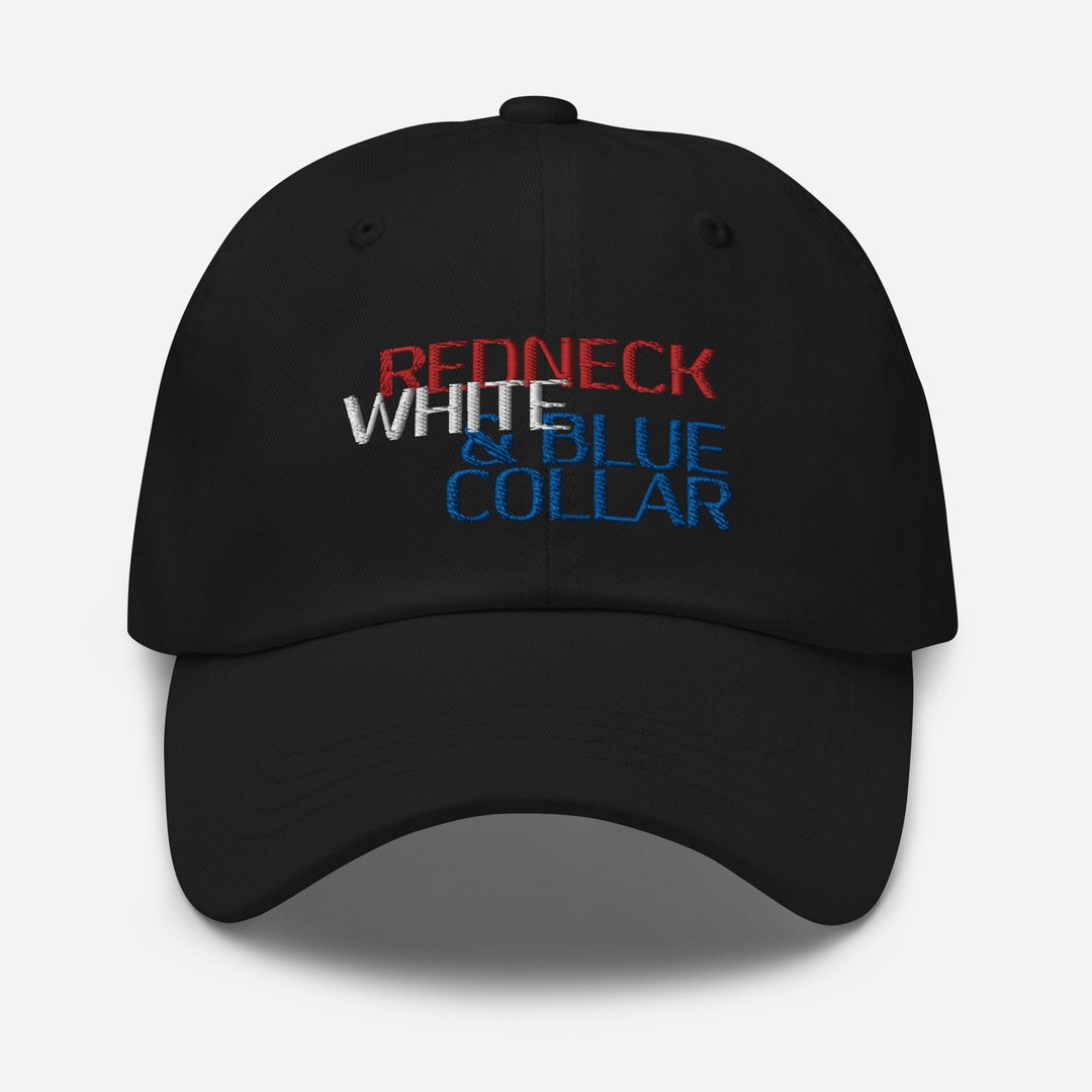 Redneck White & Blue Collar Hat, All American Hat, Redneck Baseball Cap ...
