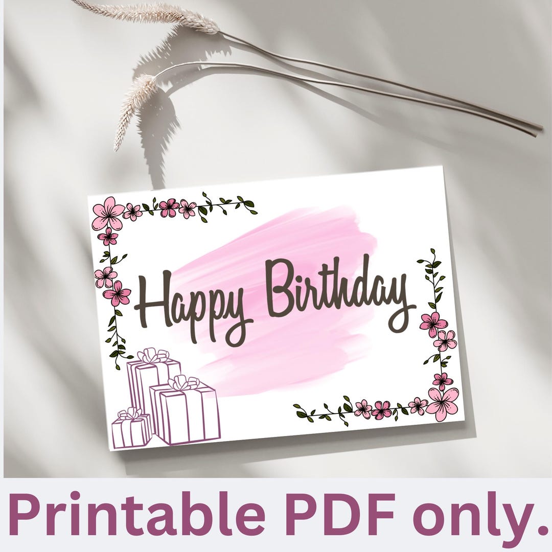 Printable Happy Birthday Card. Printable Birthday Cards. Digital ...