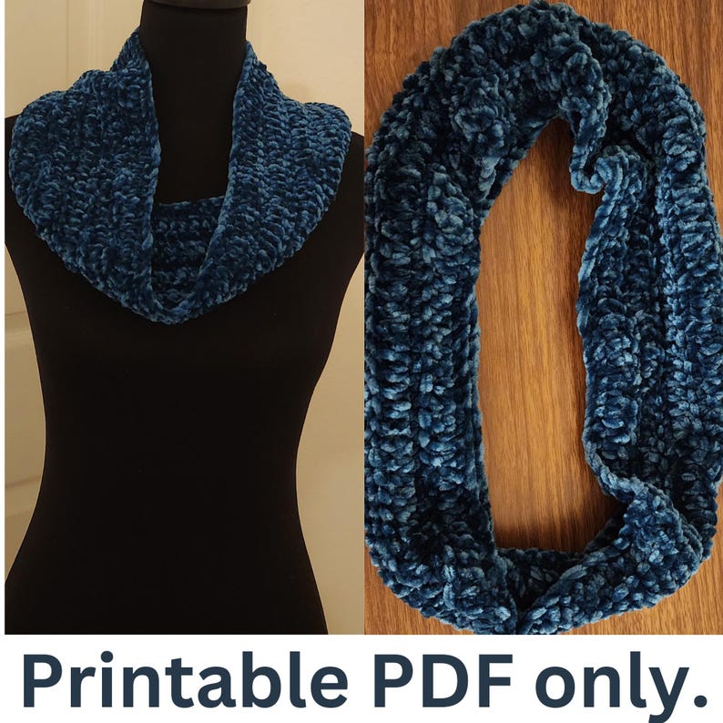 Easy Printable PDF Crochet Infinity Scarf. Cowl Scarf. DIY Infinity ...