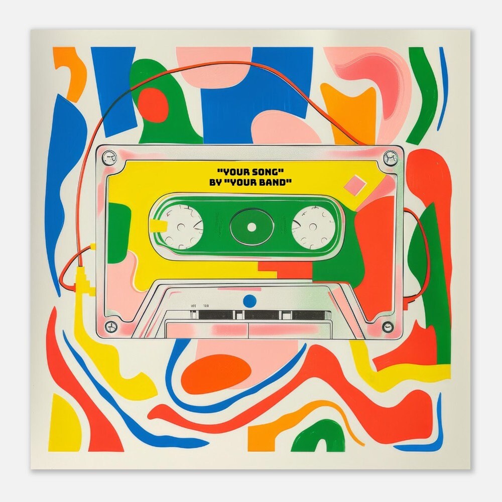 Custom Casette Tape PRINT Custom Song Band Colorful Peppy Wall Decor ...