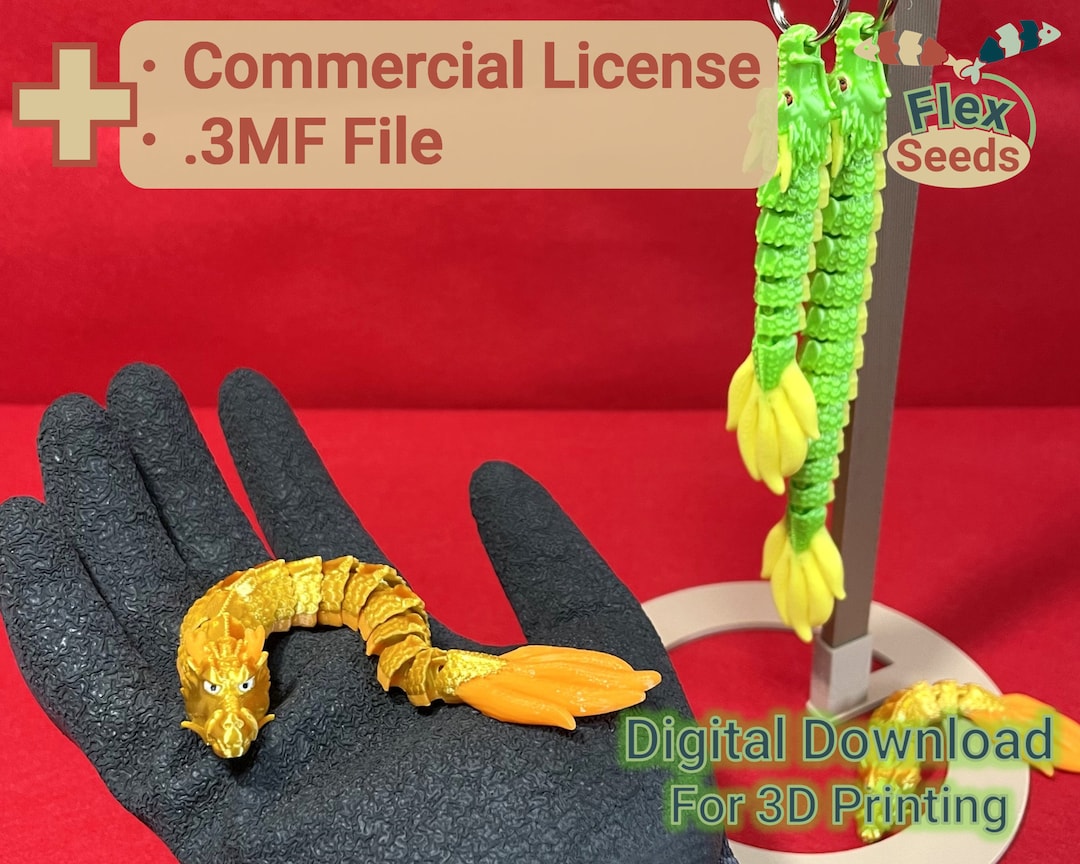 Flexi Mini Japanese Dragon (print-in-place) - Etsy