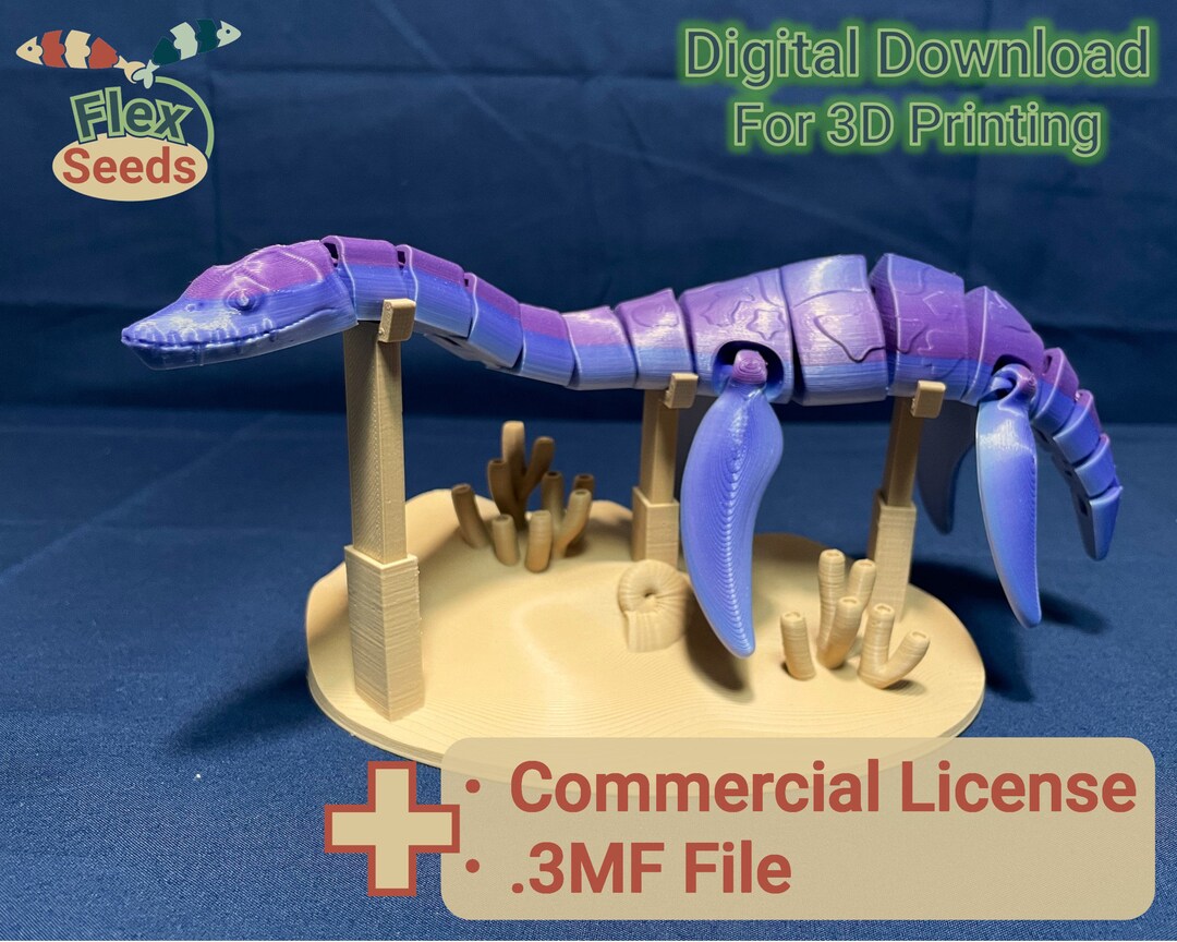 Flexi Plesiosaurus, Nessy Mark-2, STL File for 3dprinting, 3D Printed ...
