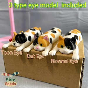 Flexi Holding Calico Cat Set , STL File for 3dprinting, Keychain, Print ...