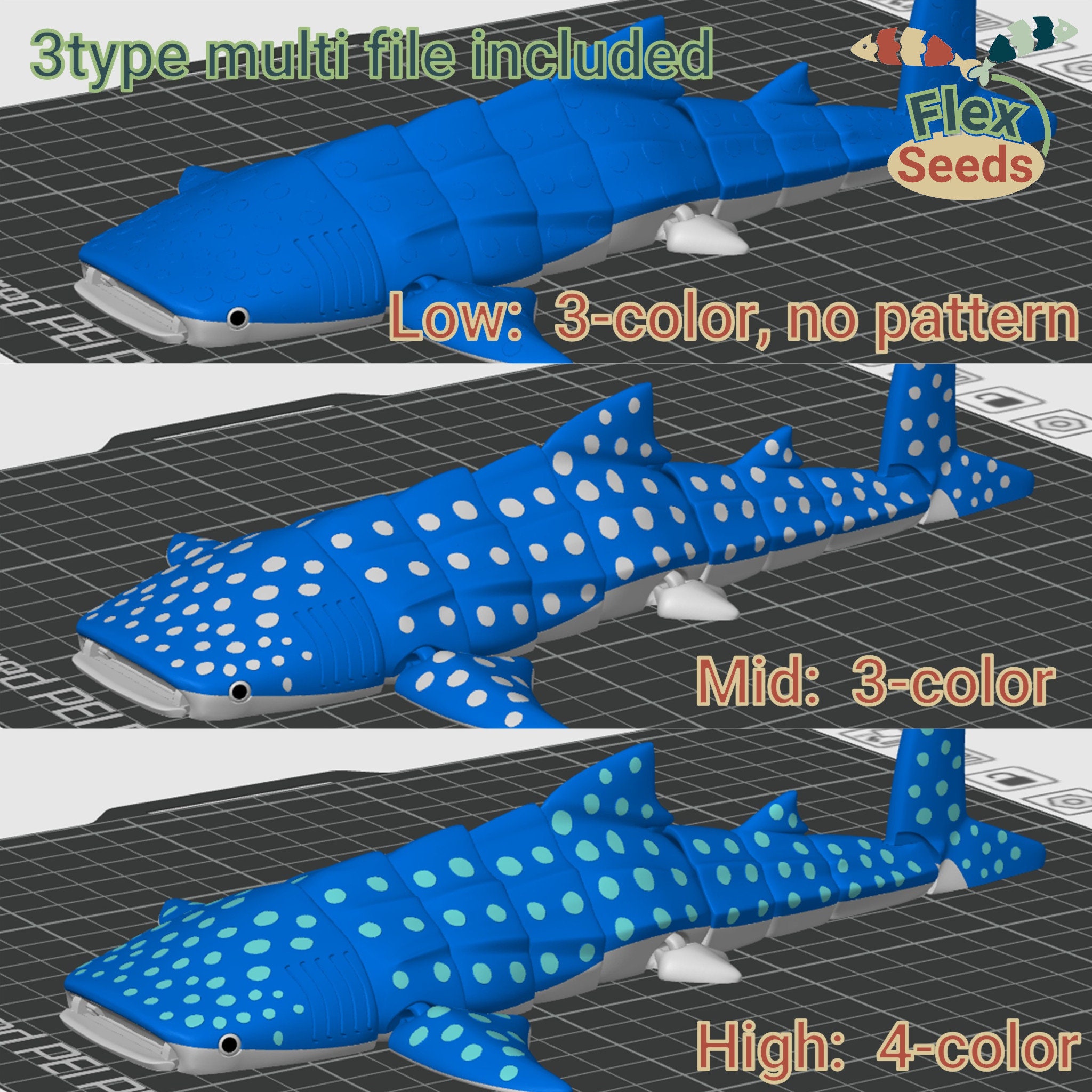 Flexi Whale Shark Mark-2, STL File for 3dprinting, 3D Printed Toy ...