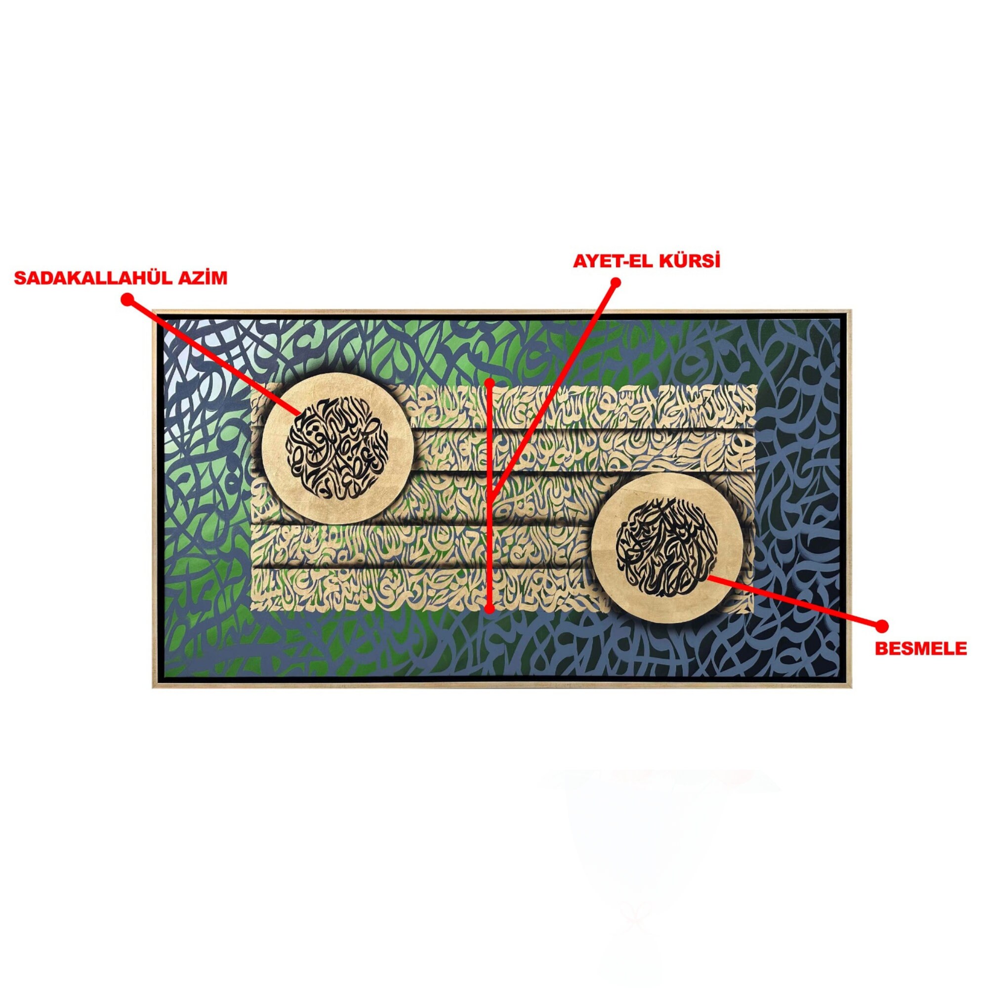 Ayatul Kursi Islamic Oil Painting on Canvas, Basmalah Islamic Wall Art ...