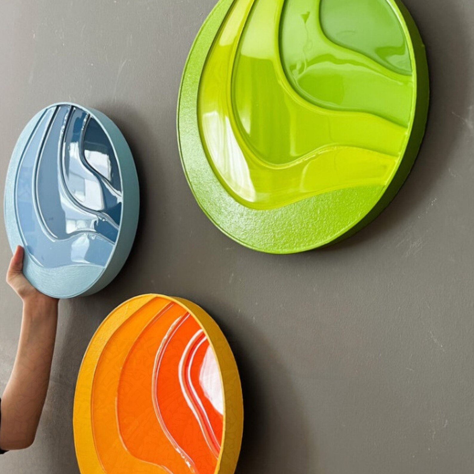 Round Epoxy Resin Wood Artwork, Minimalist Living Room Wall Art, 3D ...