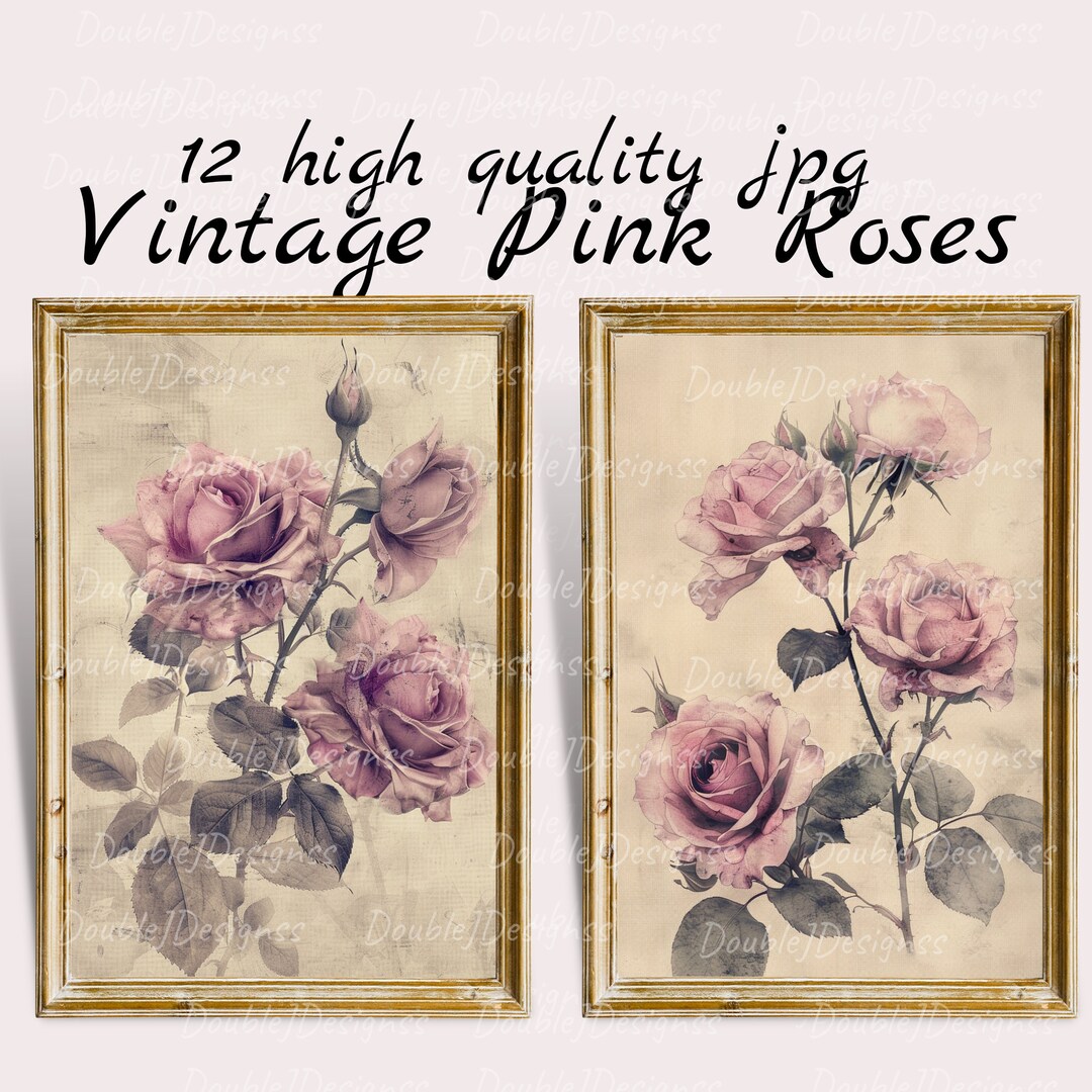 Antique Victorian Pink Rose Bouquet PRINTABLE, Vintage Floral Print ...