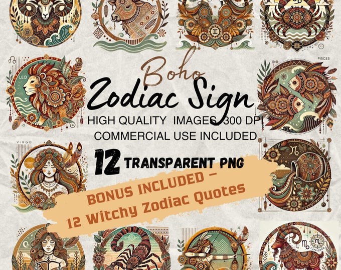 Zodiac Sign Clipart Bundle Zodiac PNG Images for Commercial Use ...