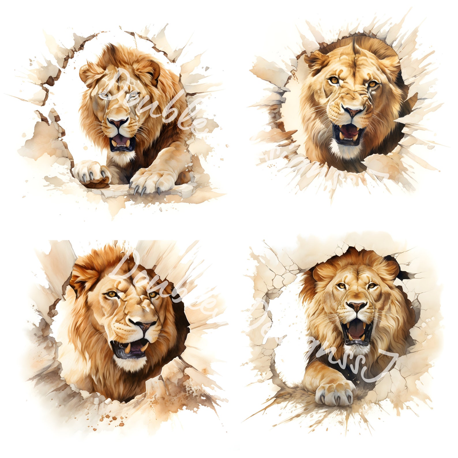 Angry Lion Clipart Ferocious Lion Clipart Bundle 24 High-quality Images ...