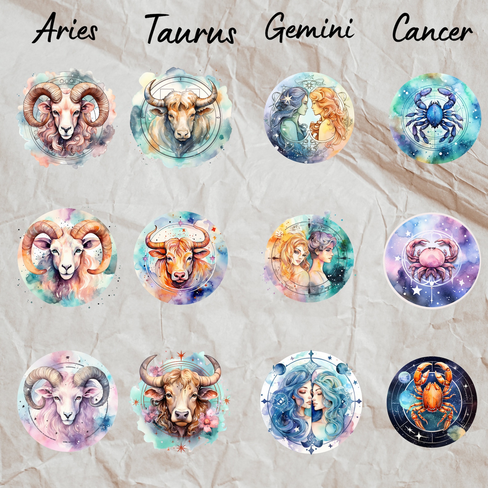 Zodiac Sign Clipart Bundle Zodiac PNG Images for Commercial Use ...