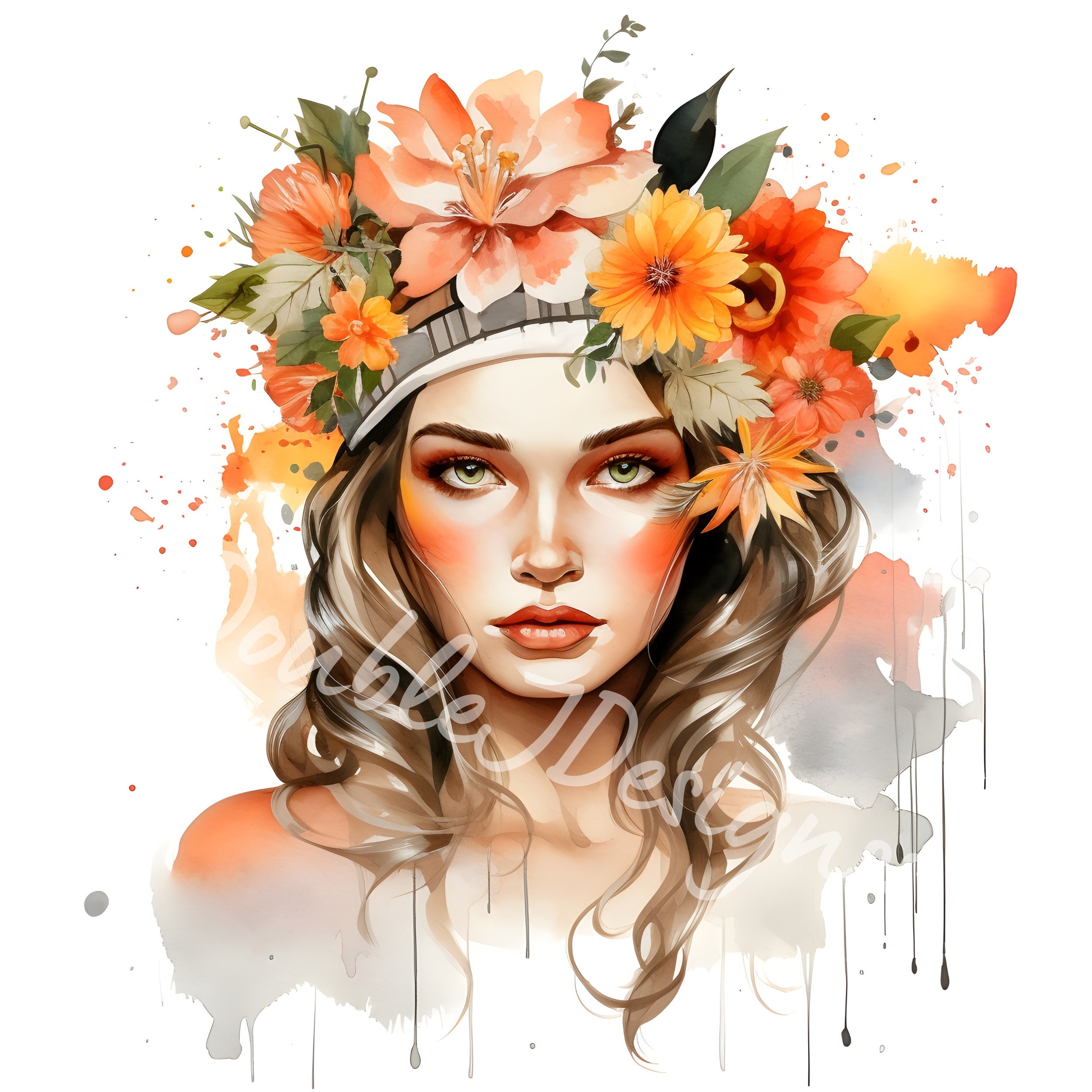 Watercolor Flower Woman Clipart, Spring Girl Watercolor, Girl Flowers ...