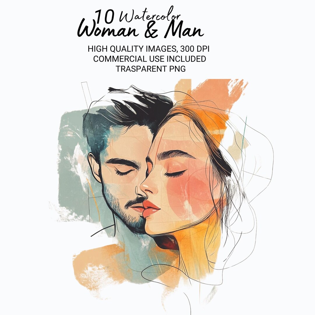 Minimalist Woman and Man Face Line Art, Abstract Female Portrait Print ...