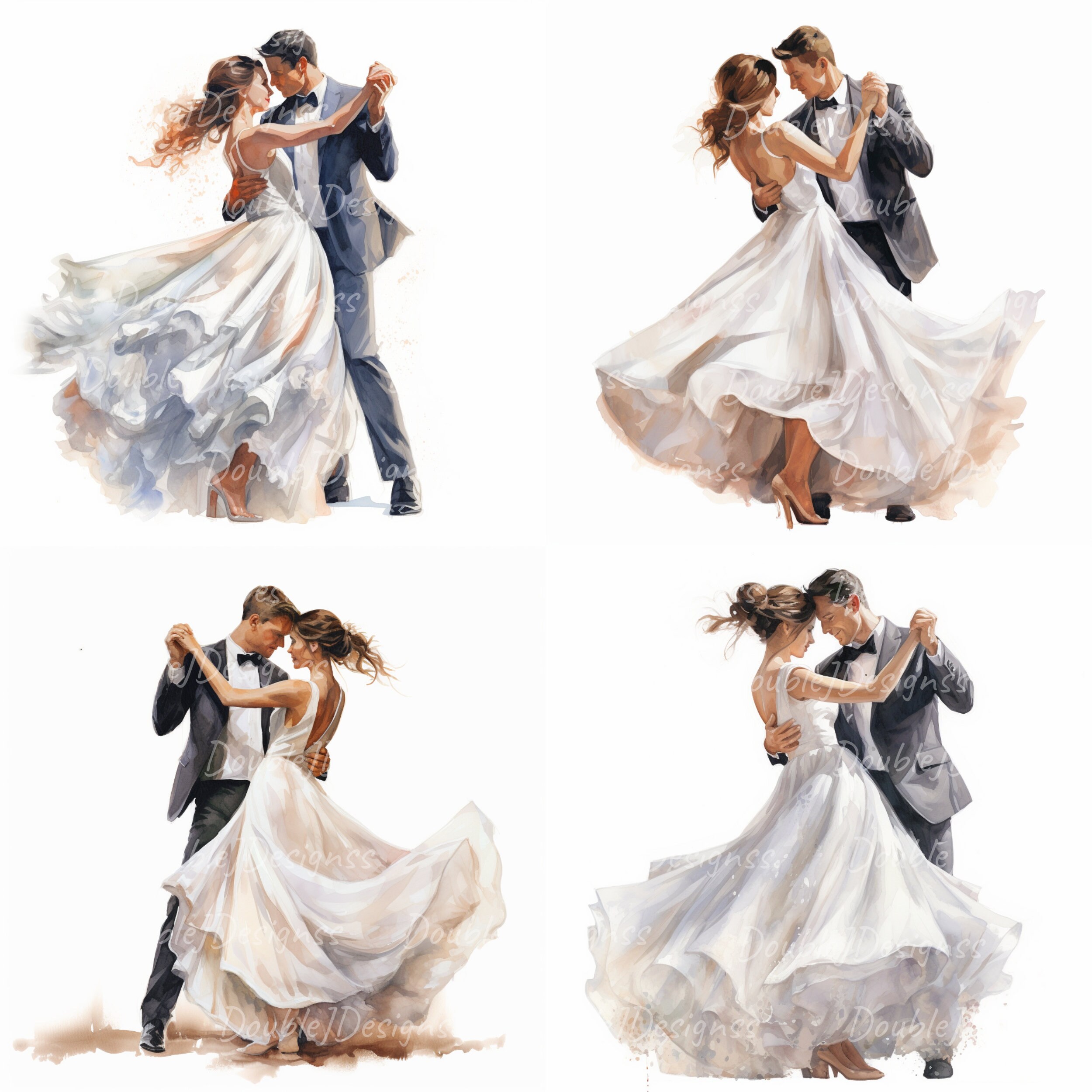 22 Wedding Waltz, Couple Dancing Clipart, Printable Watercolor Clipart ...