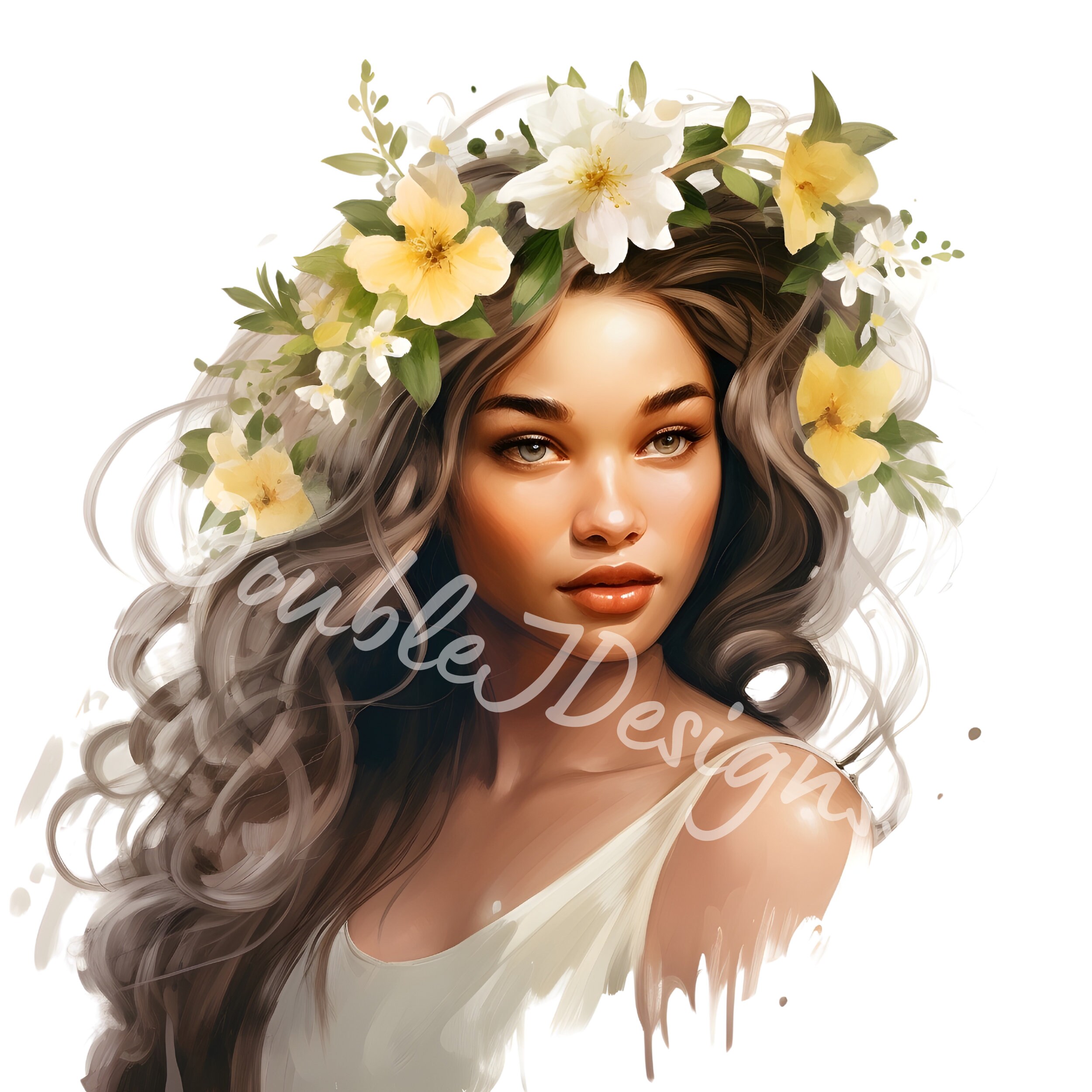 Watercolor Flower Woman Clipart, Spring Girl Watercolor, Girl Flowers ...