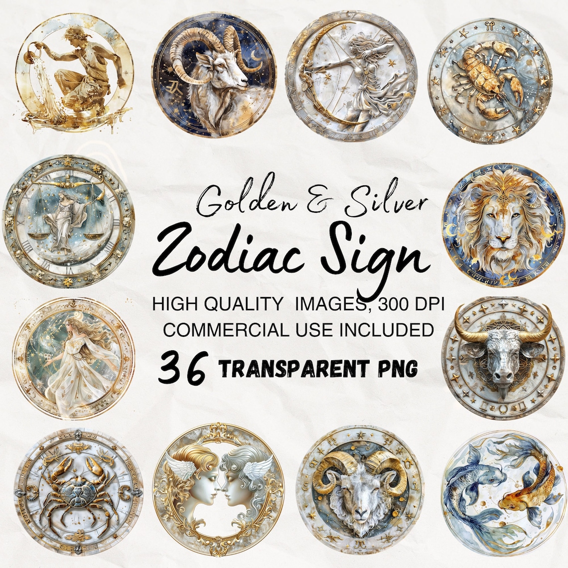Zodiac Clipart, Horoscope Clipart, Zodiac Signs Design, Celestial ...