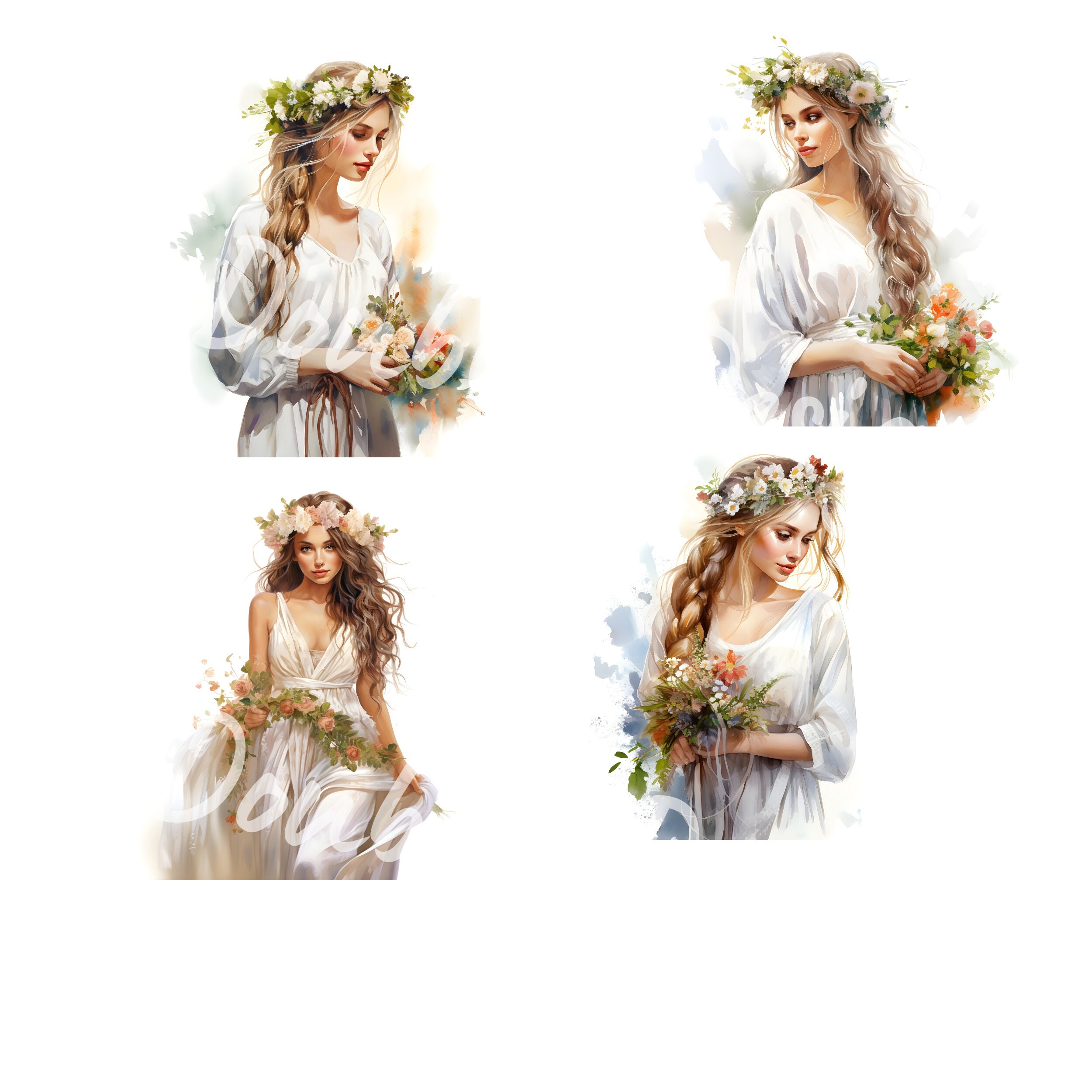 Watercolor Flower Girl Clipart, Spring Girl Watercolor, Girl Flowers ...