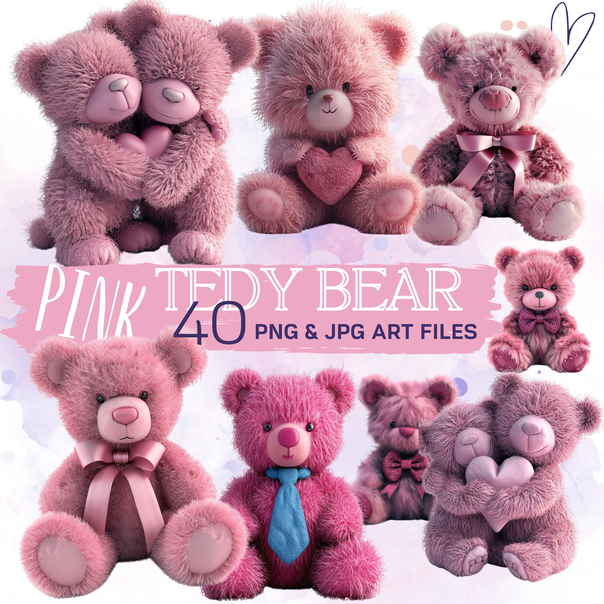 Teddy Bear Pink 40pc PNG & JPEG Teddybear PNG Teddy Bear Clipart pinl ...