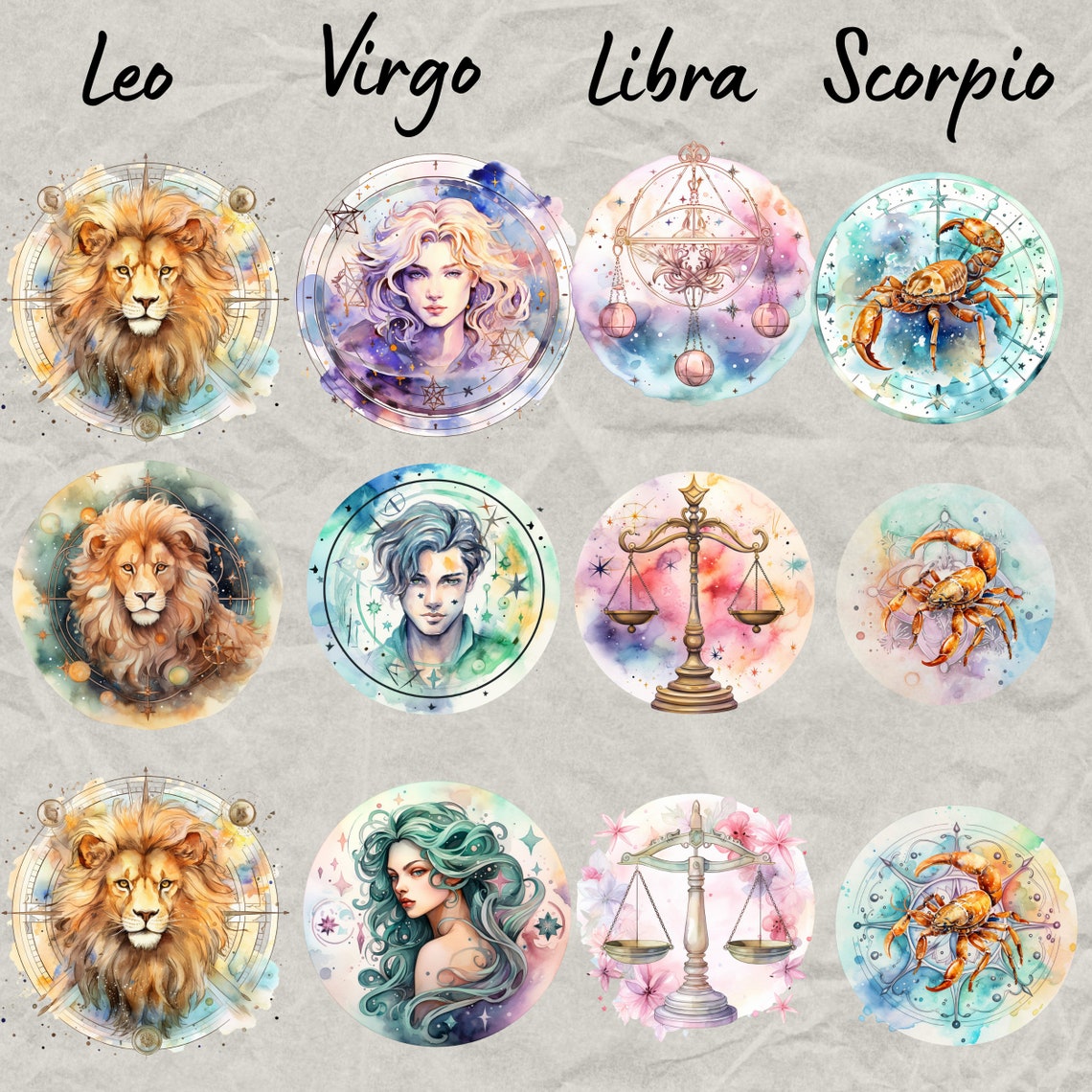 Zodiac Sign Clipart Bundle Zodiac PNG Images for Commercial Use ...