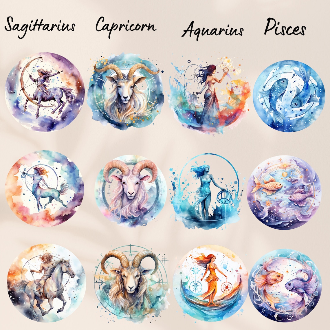Zodiac Sign Clipart Bundle Zodiac PNG Images for Commercial Use ...