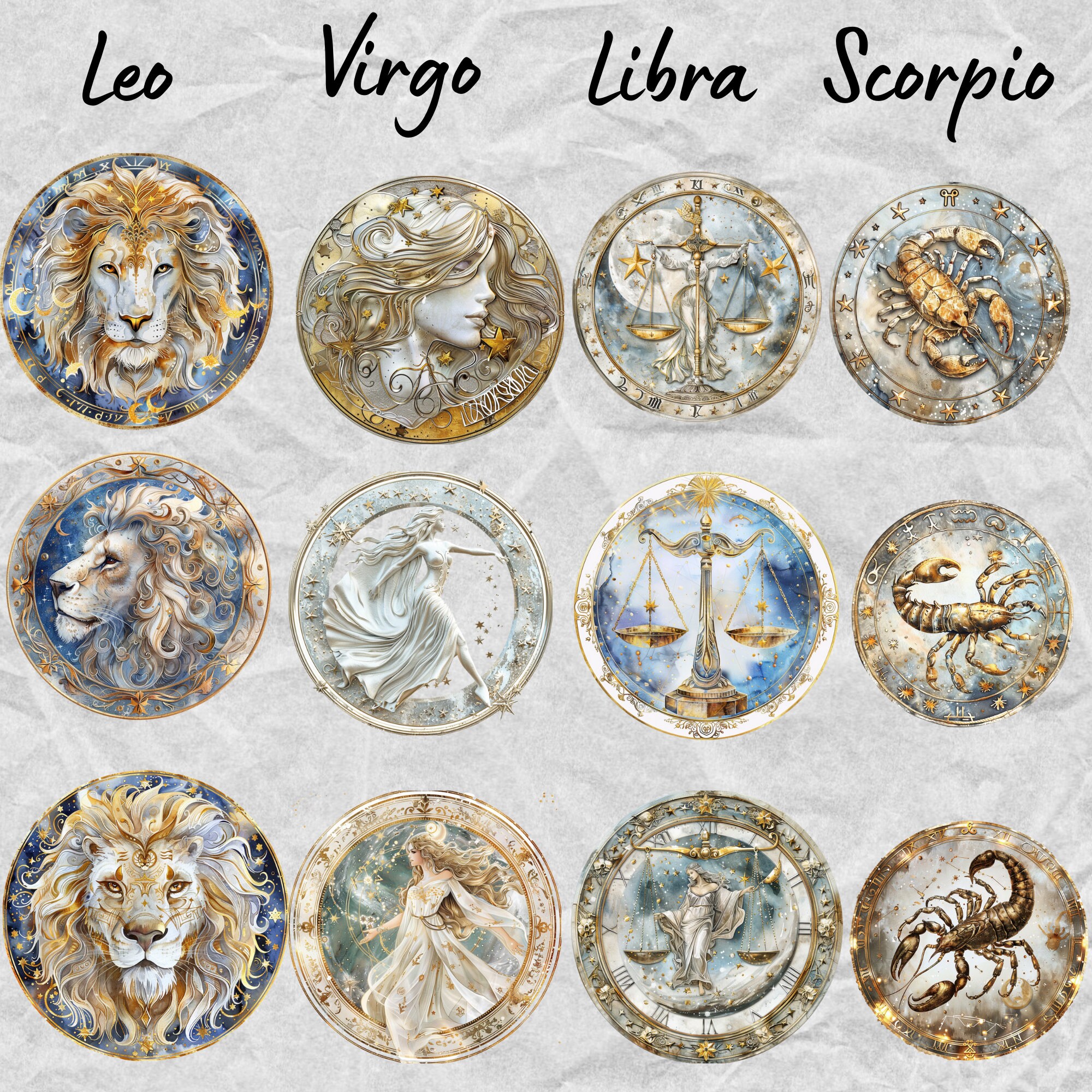 Zodiac Clipart, Horoscope Clipart, Zodiac Signs Design, Celestial ...
