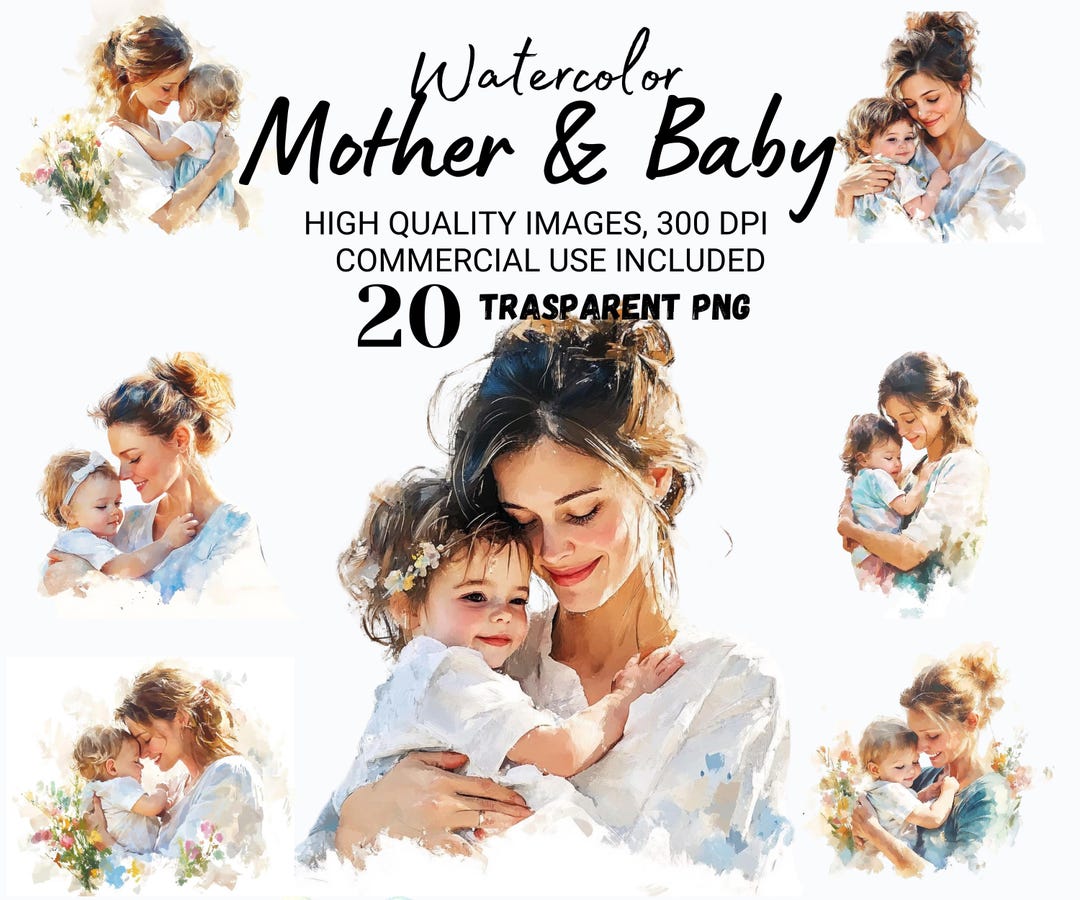 Mother and Baby Portrait, Mothers Day Gift for Mom, Soft With Gentle ...