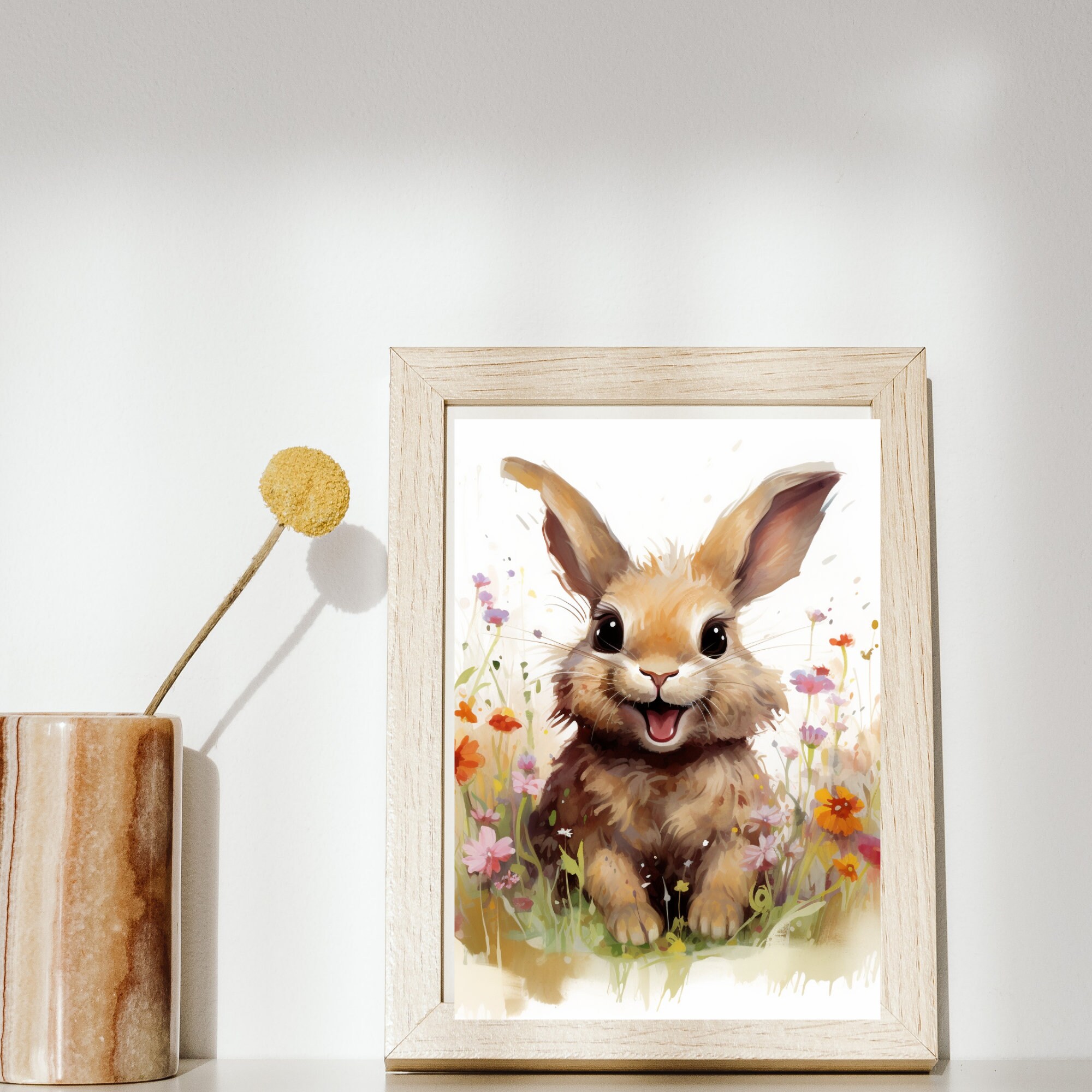 22 Smiling Bunny Clipart, Funny Rabbit, Printable Watercolor Clipart ...
