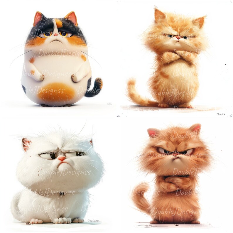 Angry and Sad Cat Clipart Bundle Sublimation Designs Digital Print ...