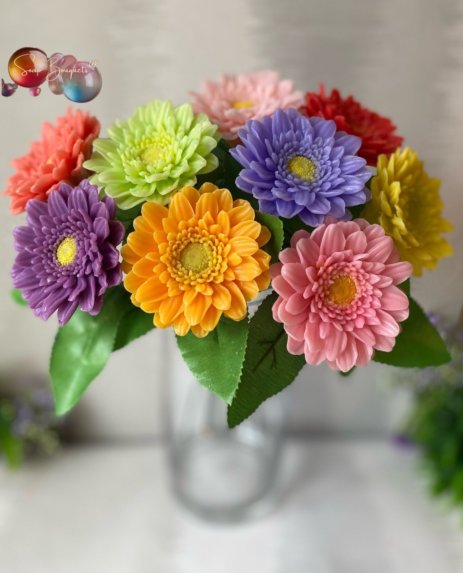 Gerbera Soap Flowers Gift Box | Personalised Soap Bar Gift Set ...