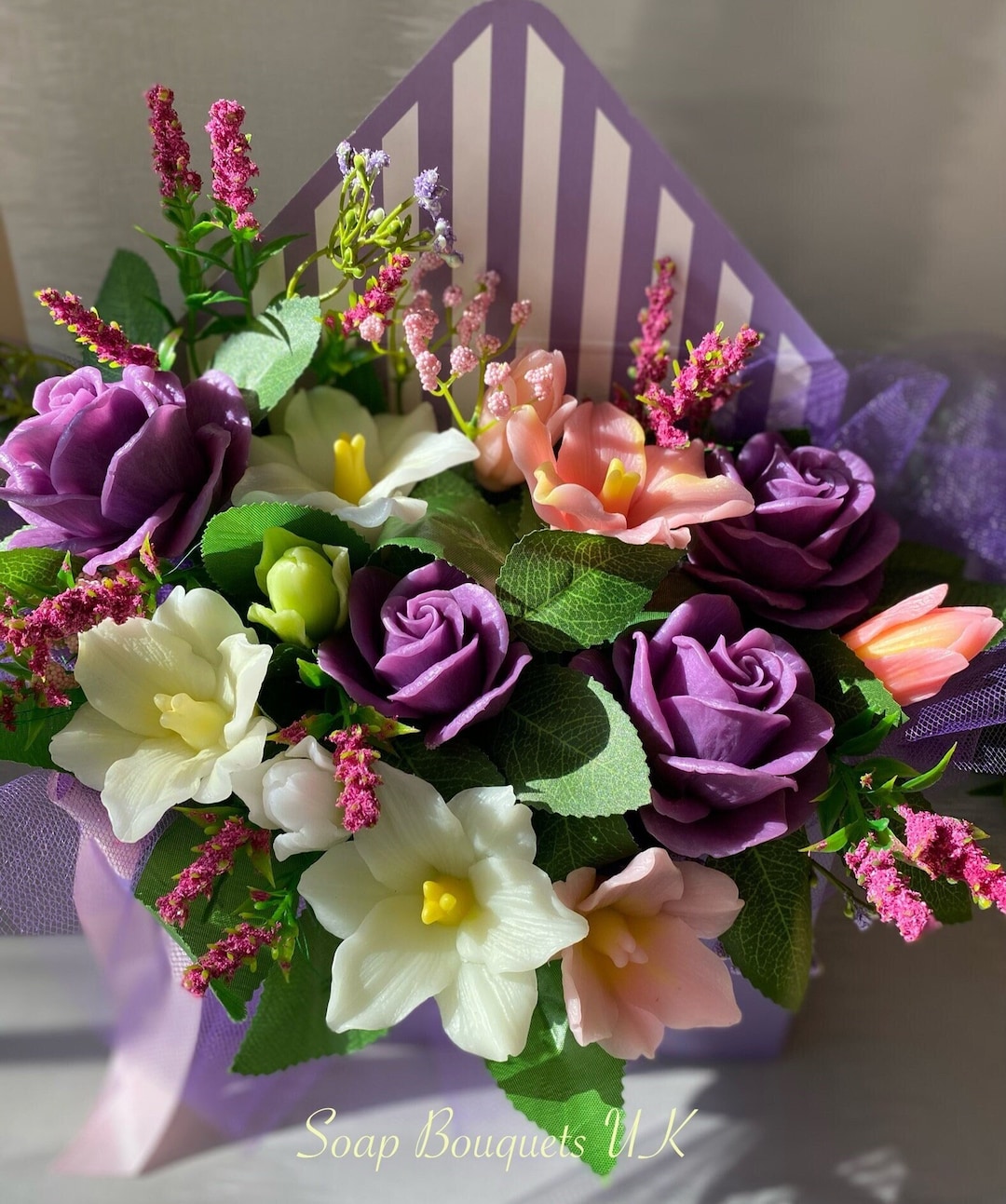 Special Rose and Lily Flower Soap Bouquet | Lilies Soap Flowers ...