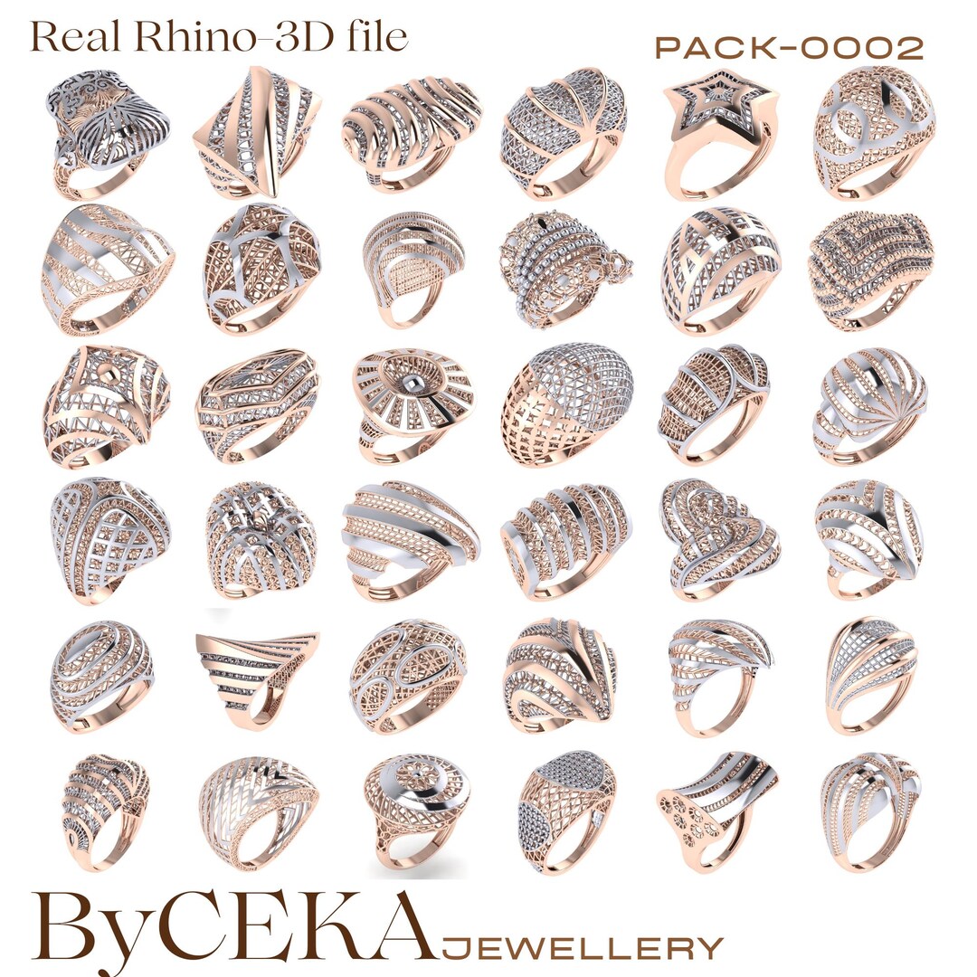 36-piece Cut Ring Collection With Intricate Arabesque Patterns Elegant ...