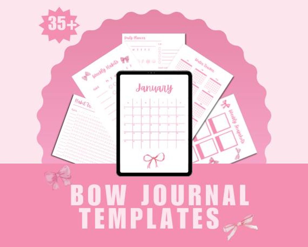 35+ Bow Themed Printable Journal Templates | Monthly Calendar, Trackers ...